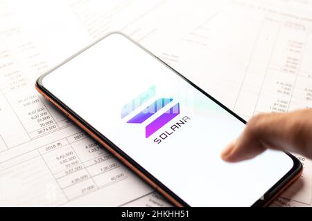 West Bangal, India - February 4, 2022 : Ripple logo on phone screen ...