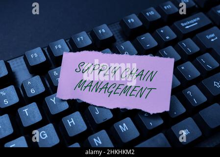 Hand writing sign Supply Chain Management. Conceptual photo management ...