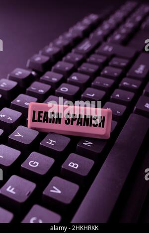 Text showing inspiration Learn Spanish. Business showcase Translation ...