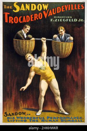 Eugen Sandow (1867-1925), German born strongman, wearing wrestling ...