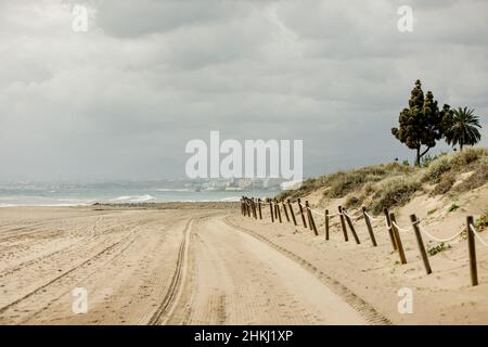 Landscape with Marbella beach on a stormy winter day, Spain in January ...