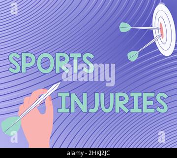 Hand writing sign Sports Injuries. Internet Concept kinds of injury ...