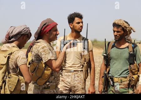 Harad, Yemen. 4th Feb, 2022. A military vehicle is seen in Harad ...