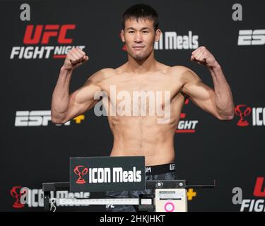 LAS VEGAS, NV - FEBRUARY 2: Shavkat Rakhmonov interacts with media ...