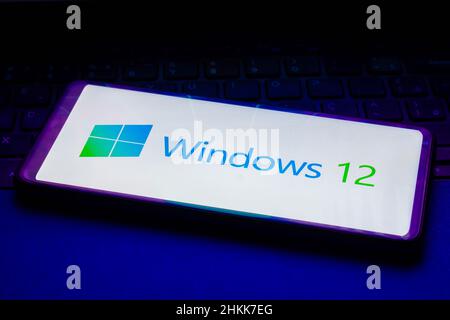 Brazil. 04th Feb, 2022. In this photo illustration, Windows 12 logo ...