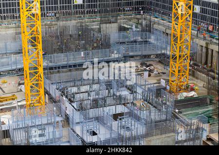 Top view of skyscraper building basement construction site Stock Photo ...