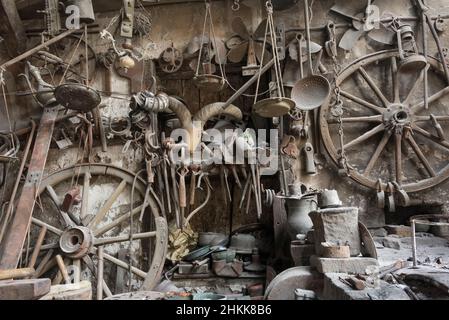 Hardware shop in Lahij village on the southern slopes of Greater ...