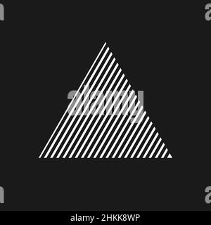 Retrowave triangle with diagonal stripes 1980s style. Synthwave black ...