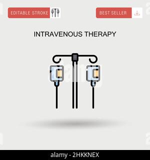 Intravenous therapy drip with saline solution hanging on medical stand ...