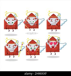 Love envelope cartoon designs as a cute angel character. Vector ...