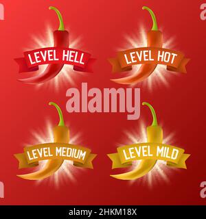 Vector Spice Level Scale with Chili Peppers. Mild, Spicy, Hot and Extra ...
