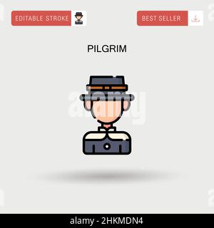 Pilgrim way isolated cartoon vector illustration. Young woman making ...