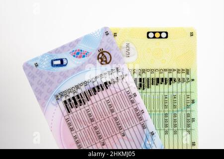 UK Provisional Driving Licence cards placed on top of the genuine ...