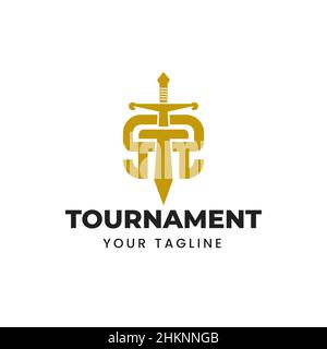 Kingdom banner with gold crown, sword and shield on background of ...