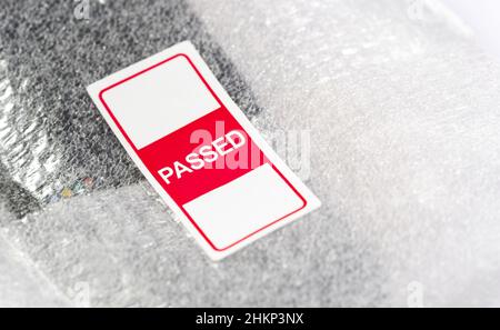 Product quality control QC process passed sticker, label, closed ...