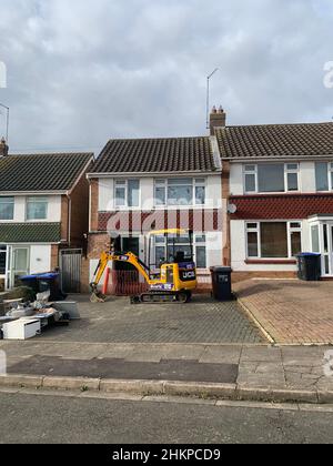 House extension Northampton UK digger vehicle hole large front door cab ...