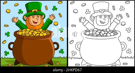 St. Patricks Day Leprechaun Coloring Page for Kids Stock Vector Image ...