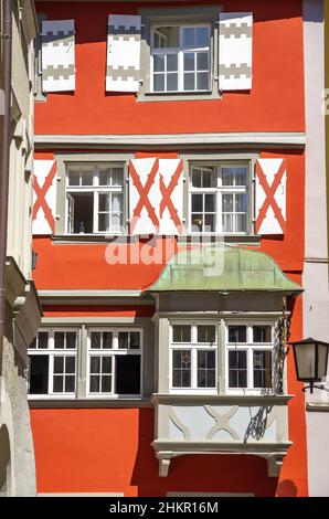 A medieval oriel or bay window in a side street off the old town square ...