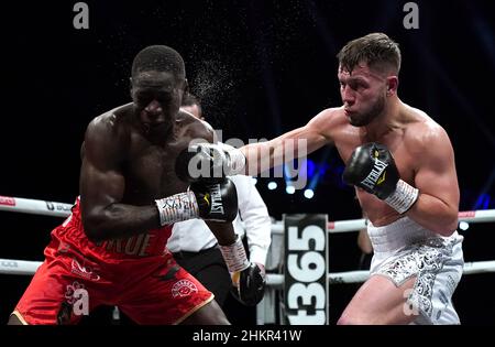 Samuel Antwi (left) and Conah Walker during the weigh in at the Park ...