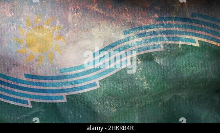 official flag of Spokane, Washington untied states of America at cloudy ...