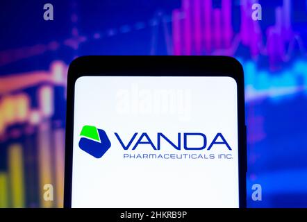 In this photo illustration the Vanda Pharmaceuticals logo seen ...