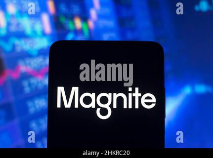 In this photo illustration the Magnite Inc. logo seen displayed on a ...