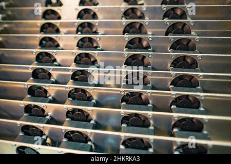 Cold shiny metal parts with thin cables for modern TFT displays on a ...