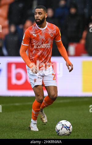 CJ Hamilton #22 of Blackpool makes a break with the ball during the Sky ...
