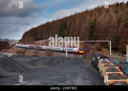 Shap Summit on the west coast mainline. A Virgin trains pendolino ...