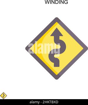 Winding highway, asphalt curve way, asphalted road, pathway vector icon ...