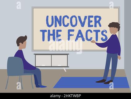 Text caption presenting Uncover The Facts. Business approach disclose ...