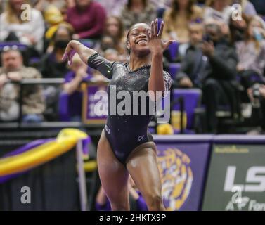 LSU gymnast Kiya Johnson performs her floor routine during an NCAA ...