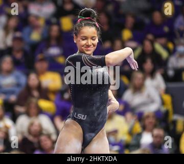 LSU gymnast Haleigh Bryant performs her floor routine during an NCAA ...
