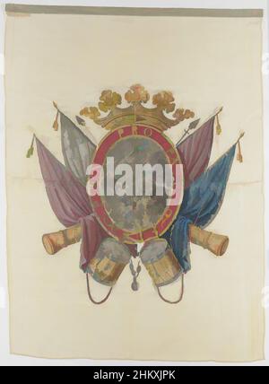 Coat of arms of William IV with a crown and two lions, decorated with ...