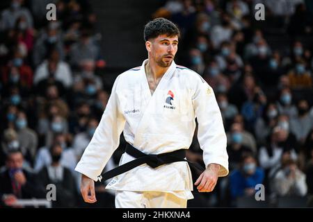 Men's -73 kg, Benjamin Axus of France celebrates his victory during the ...