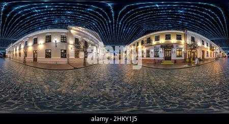 360° view of spherical seamless night hdr 360 panorama on pedestrian ...