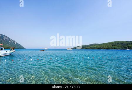 Spectacular sea view of Akbuk Cove (bay) in Mugla Province in south ...