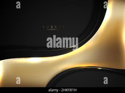 Golden gradient decorative curved border with rolled edges isolated on ...