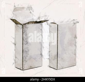 Open Cardboard Box with Business News on Smart Phone, vector ...