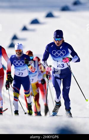 Remi Lindholm of Finland competes during Cross Country Skiing Men's 4x7 ...
