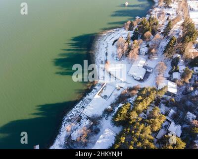 Amazing Aerial view of Iskar Reservoir near city of Sofia, Bulgaria ...