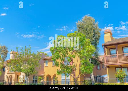 Fenced neighborhood houses in Ladera Ranch in Southern California ...