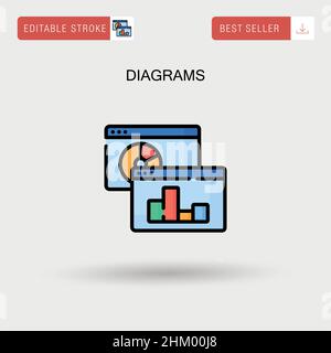Process diagrams line icon concept. Process diagrams flat vector symbol ...