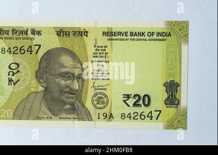 Mahatma Gandhi on new twenty and ten rupees bank note Stock Photo - Alamy
