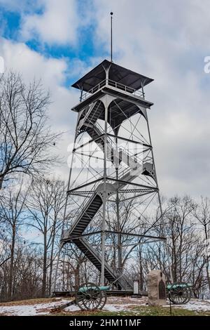 The observation tower on Culp's Hill on the Gettysburg National ...