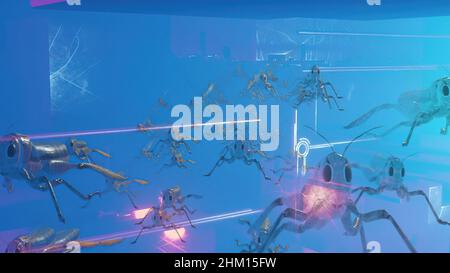 swarm of locusts in science fiction 3d illustration Stock Photo - Alamy