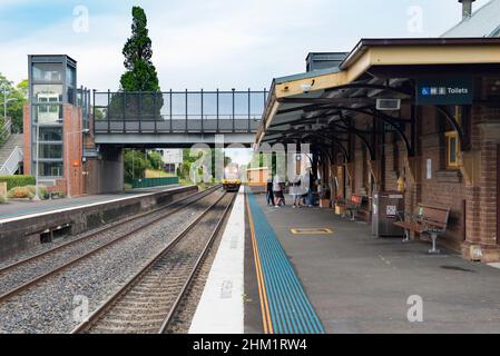 A four car Endeavour class diesel rail car at the historic rural Bowral ...