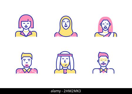 Avatar profile icon set including male and female. Avatar picture Stock ...