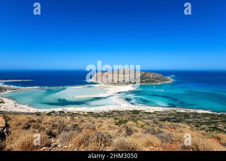 Amazing view of Balos tropical Beach and Lagoon with exotic turquoise ...