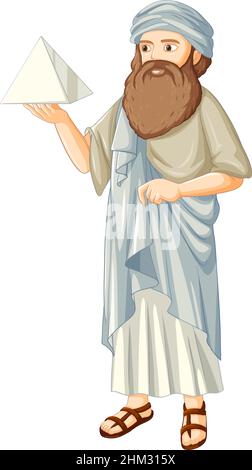 Pythagoras cartoon character on white background illustration Stock ...